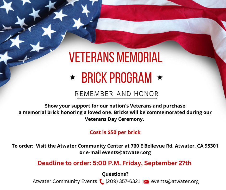 Veterans Memorial Brick Program⭐ – City of Atwater